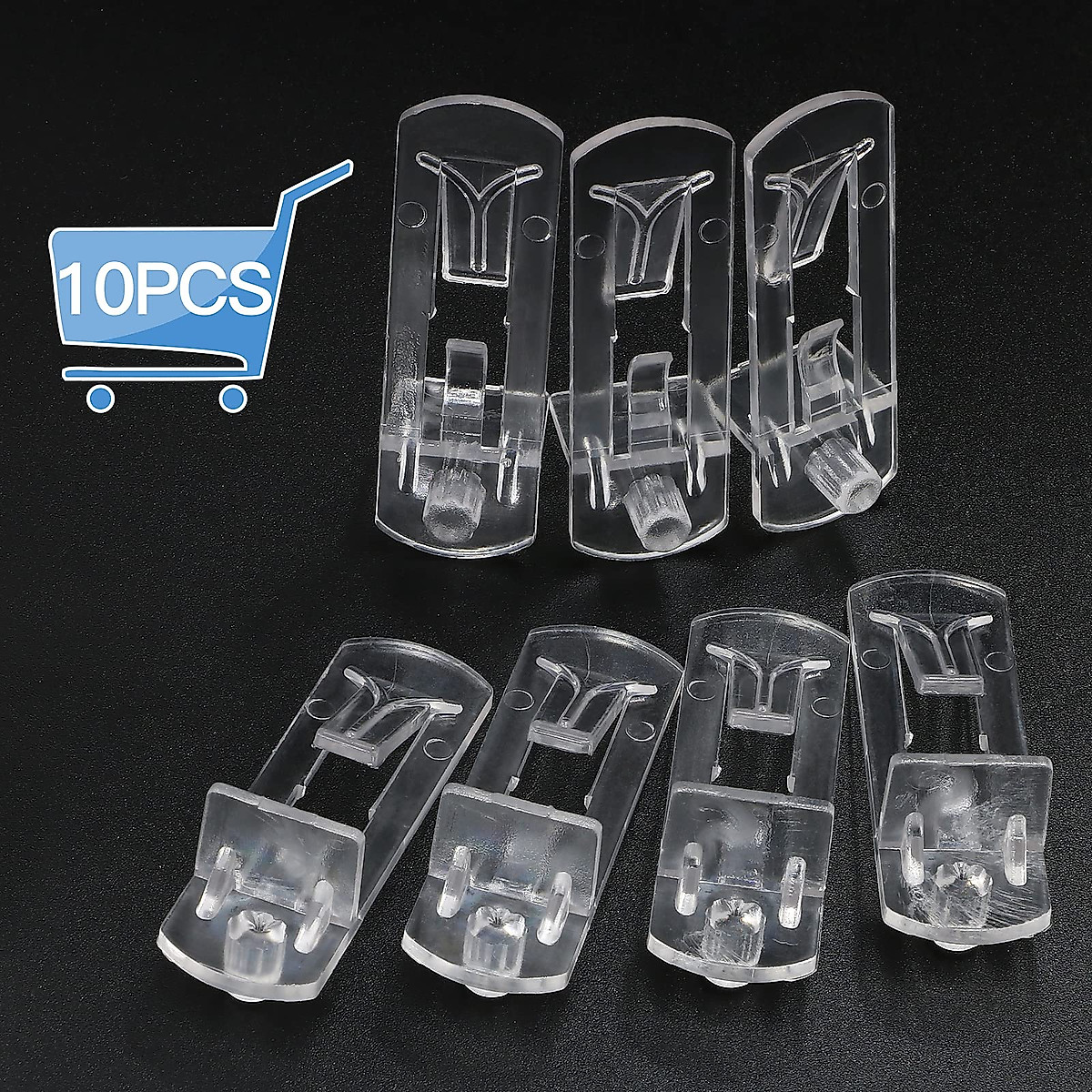 Jamiikury 10pcs Locking Shelf Support Pegs, 5mm Shelf Pins Clear Shelf Clips Plastic Shelf Pegs for Shelves, 5mm Peg x 3/4" Thick Shelf