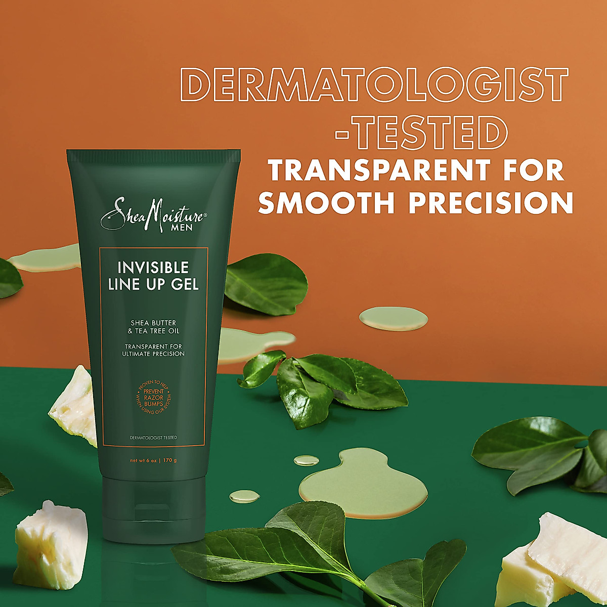 SheaMoisture Men Invisible Line Up Shave Gel For Smooth Skin Dermatologist-Tested Skin Care Proven to Prevent Razor Bumps When Using Our System 6 oz