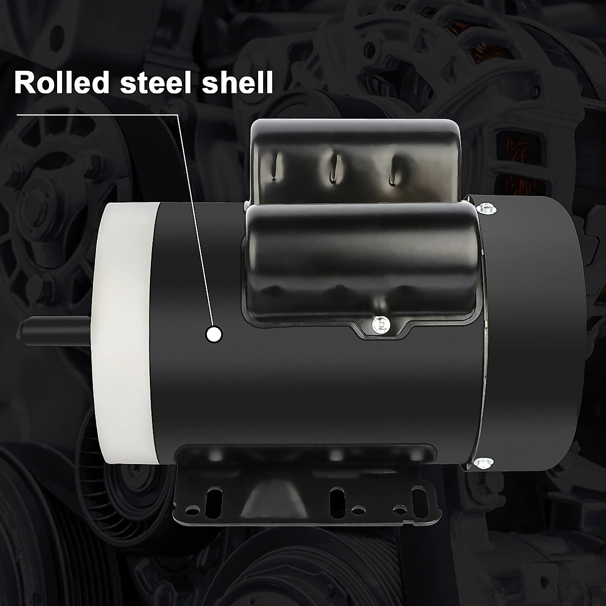 2HP Electric Motor 3450 RPM General Purpose Single Phase Motor 56C Frame 115V/230V 5/8" Shaft Diameter Rolled Steel Shell TEFC 60HZ