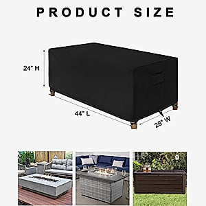 WOMACO Patio Rectangular Fire Pit Cover Waterproof Outdoor Fireplace Cover Heavy Duty Rectangle Fire Table Firepit Cover - 44 x 28 x 24 inches, Black