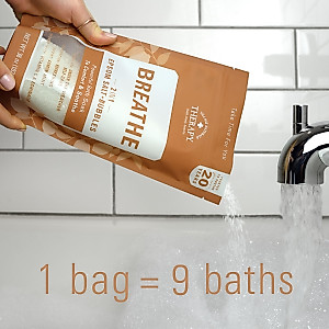 Village Naturals Breathe Foaming Body Soak, Epsom Salt, Essential Oils, Soothing Bubbles, Sea Salt 36 oz, Pack of 2