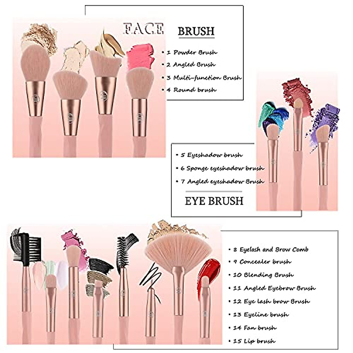111 Diamonds Makeup Brushes Set Natural Premium Synthetic Eyeshadow Foundation Face Blending Blush Concealers Eye Makeup Brush Set Professional for Women Kids Makeup Brushes & Tools Accessories