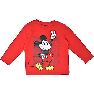 Disney Mickey Mouse Infant Baby Boys 3 Pack Long Sleeve T-Shirts Red/Blue/Grey 18 Months