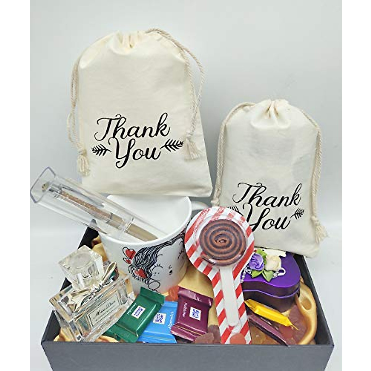 Sanrich Thank You Drawstring Bags 5x7 inch for Party Favor 20 Pack Gift Goodies Treat Bags (5x7)
