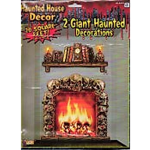 Gothic 4x5 FIREPLACE SKULLS WALL DECORATION Halloween Haunted House Scene Setter