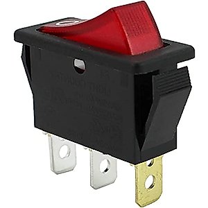 15A-20A Red Lighted Rocker Switch 3 Prong ON/Off （with Neon Lamp) for Electric Fireplaces, FMI Desa,Electric Fire Place, Grinder, Surge Protector, Delta Sander