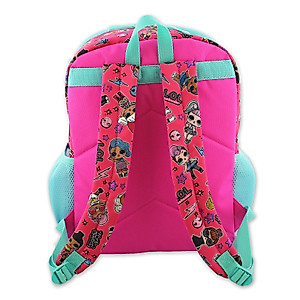 L.O.L. Surprise! Dolls Girls 16" Backpack 5 piece School Set (One Size, Blue/Pink)