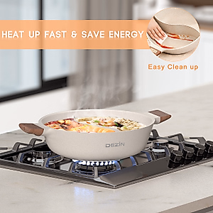 Dezin 5-QT Double-flavor Shabu Shabu Pot with Divider, Dual Sided Nonstick Hot Pot, 12 Inch Divided Stockpot for Cooking, Hotpot Pot for Induction Cooktop, Gas Stove & Hot Burner, Soup Ladle Included