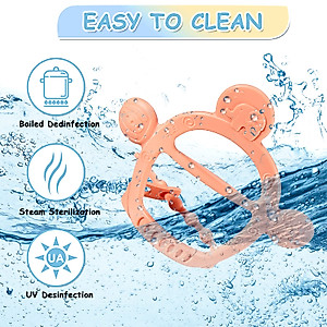 BBTO 5 Pcs Baby Hand Teether Toys for 0-6 and 6-12 Months Toddler Christmas Silicone Hand Teether Gifts with Adjustable Wristband Anti Dropping Chew Toys for Toddler Infant Newborn