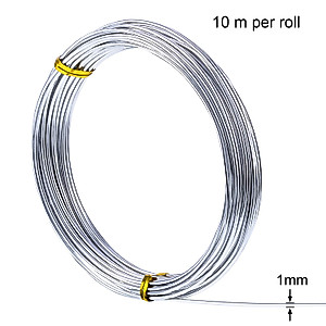 TecUnite Aluminum Craft Wire for Sculpting Armature Bendable Craft Wire for DIY Jewelry Making (1 Roll,Silver,10 M x 1 mm)