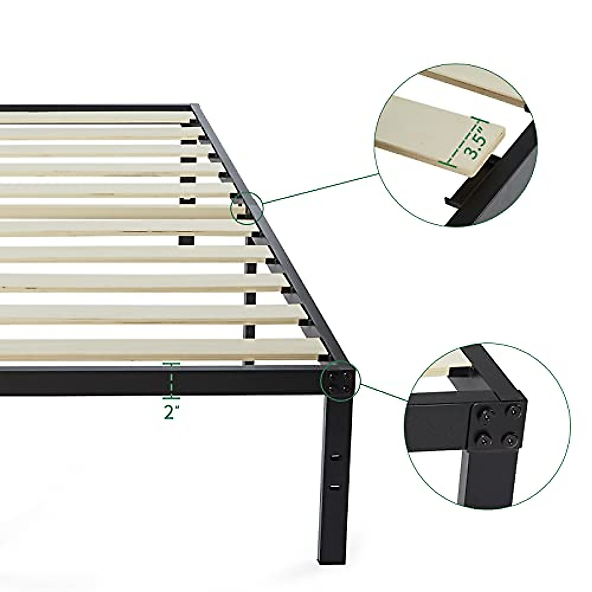 King Bed Frame 16 Inch, NOAH MEGATRON Heavy Duty Bed Frame with Wooden Slats, 16 Inch Mattress Foundation/ No Box Spring Needed (King)