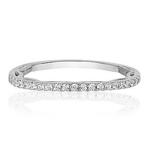 Jewelili Enchanted Disney Fine Jewelry 14K White Gold 1/6 Cttw Diamond Cinderella Bridal Band, Size 5