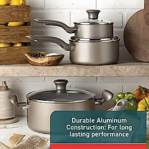 T-fal Initiatives Ceramic Nonstick Cookware Set 14 Piece Award Winning, Pots and Pans Gold