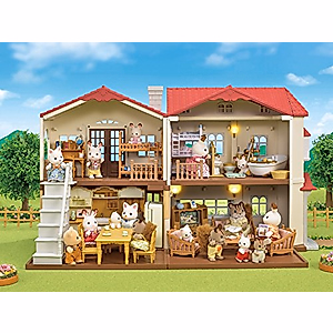 Calico Critters Red Roof Country Home - Dollhouse Playset with Figures, Furniture and Accessories for Ages 3+