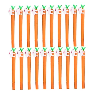 STOBOK Gel Pen Rabbit Carrot Shape 20pcs 0.5mm Black Ink Pens for Students Office