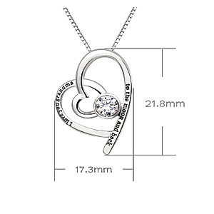 ALOV Jewelry Sterling Silver "I love you grandma to the moon and back" Love Heart Cubic Zirconia Pendant Necklace