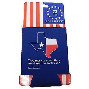 Texas Map "You May All Go To Hell And I Will Go To Texas" Blue Printed Collapsible Insulated Can Jacket Holder