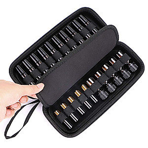 Hipiwe EVA Essential Oils Carrying Case Organizer for 20 Bottles 5ml 10ml Standard and Rollers Bottles Portable Hard Shell Essential Oils Travel Bag Holder for Essential Oils Bottle Storage (Black)