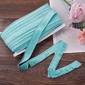 MegaPet Pale Turquoise Polyester Fringe Tassel Lace Trim 1 Inch x 82 Feet Chainette Fringe Fibre Trim for Sewing Quilting DIY Home Decoration