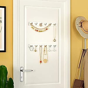 NIUBEE Wall Mounted Jewelry Stand Organizer, 2 Pack Acrylic Necklace Hanger, Bracelets Rings Bangles Display Rack,Best Gift for Girl Women