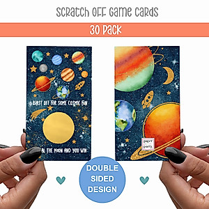 Cosmic Space Scratch Off Game Cards (30 Pack) - Fun Baby Shower Games, Moon Wedding Activities, Lottery Tickets for Door Prizes, Raffle Drawings, Instant Win Scratchers, Celestial Bridal Shower Favors