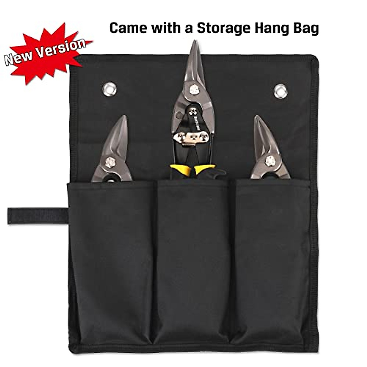 Hurricane 3 pc Aviation Tin Snips Set, Metal Cutter Shear for Cut Sheet Metal, Chrome Vanadium Steel, Straight Left and Right, Ergonomical TyreGrip Handle with Hang Hole and Safety Latch