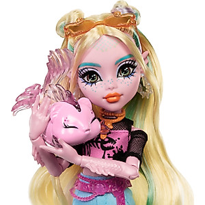 Monster High Lagoona Blue Doll in Mesh Tee and Cargo Pants, Includes Pet Fish Neptuna and Accessories Like a Backpack, Snack and Notebook