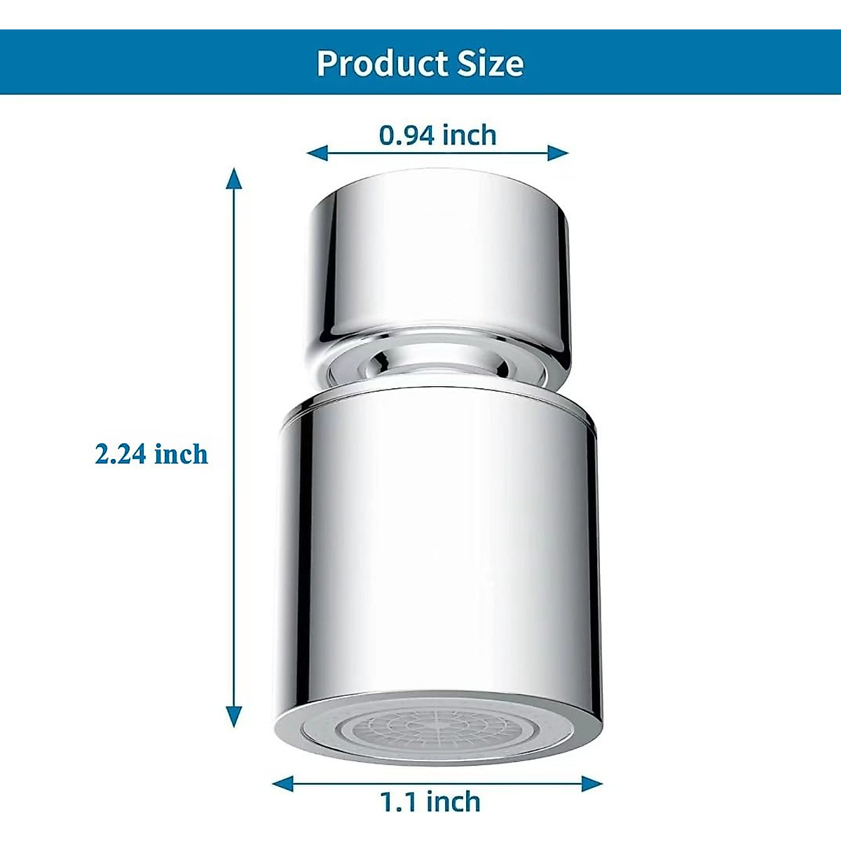 Faucet Aerator, Swivel Faucet Aerator,360°Twist Kitchen Sink Aerator, Sink Sprayer Attachment, Faucet Replacement Part 55/64'' Female Thread, Chrome