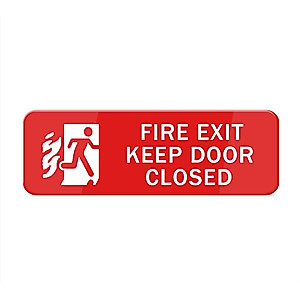 Fire Exit Keep Door Closed Sign, Self Adhesive Sign For Door Or Wall 8 X 3 Inch Quick And Easy Installation Premium Acrylic Design For Your Home Office/Business