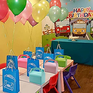 24-Pack Gable Cardboard Paper Gift Box with Handle, 6-Color Party Favor Box, Candy Treat Box, Goodie Gift Boxes for Birthday, Babyshower, Any Fun Party (6.9x6.5x3.5 INCH)