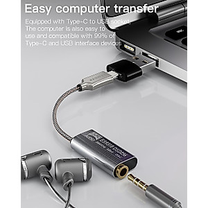 GAMDER USB Type C to 3.5mm DSD256 Hi-Fi Audio Chip Decoder 32bit 384kHz Headphone Amplifier Adapter DAC for Android Phone Mac Windows 10 （ES9318 Chip)