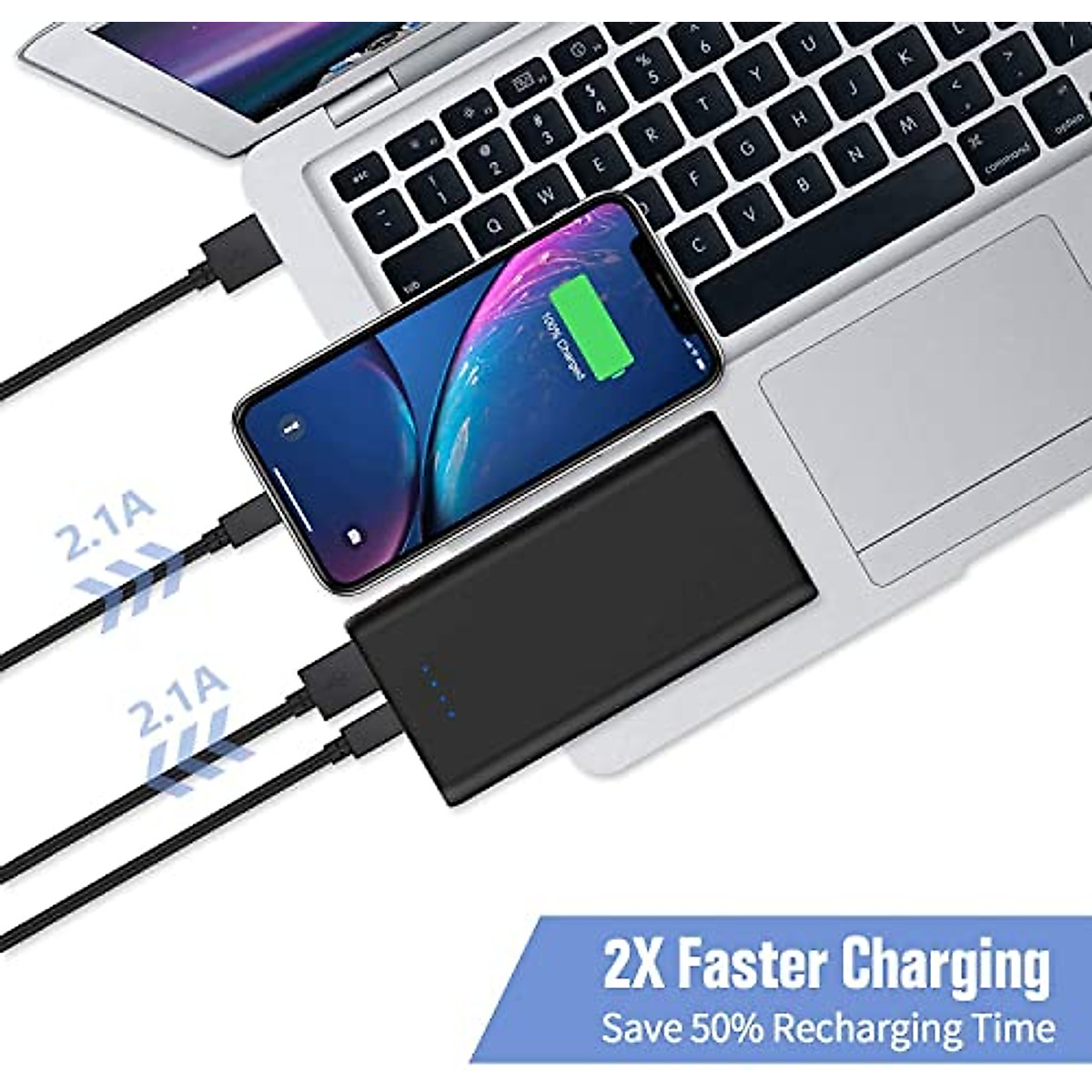 Portable Charger Power Bank 25800mAh, Ultra-High Capacity Fast Phone Charging with Newest Intelligent Controlling IC, 2 USB Port External Cell Phone Battery Pack Compatible with iPhone,Android etc