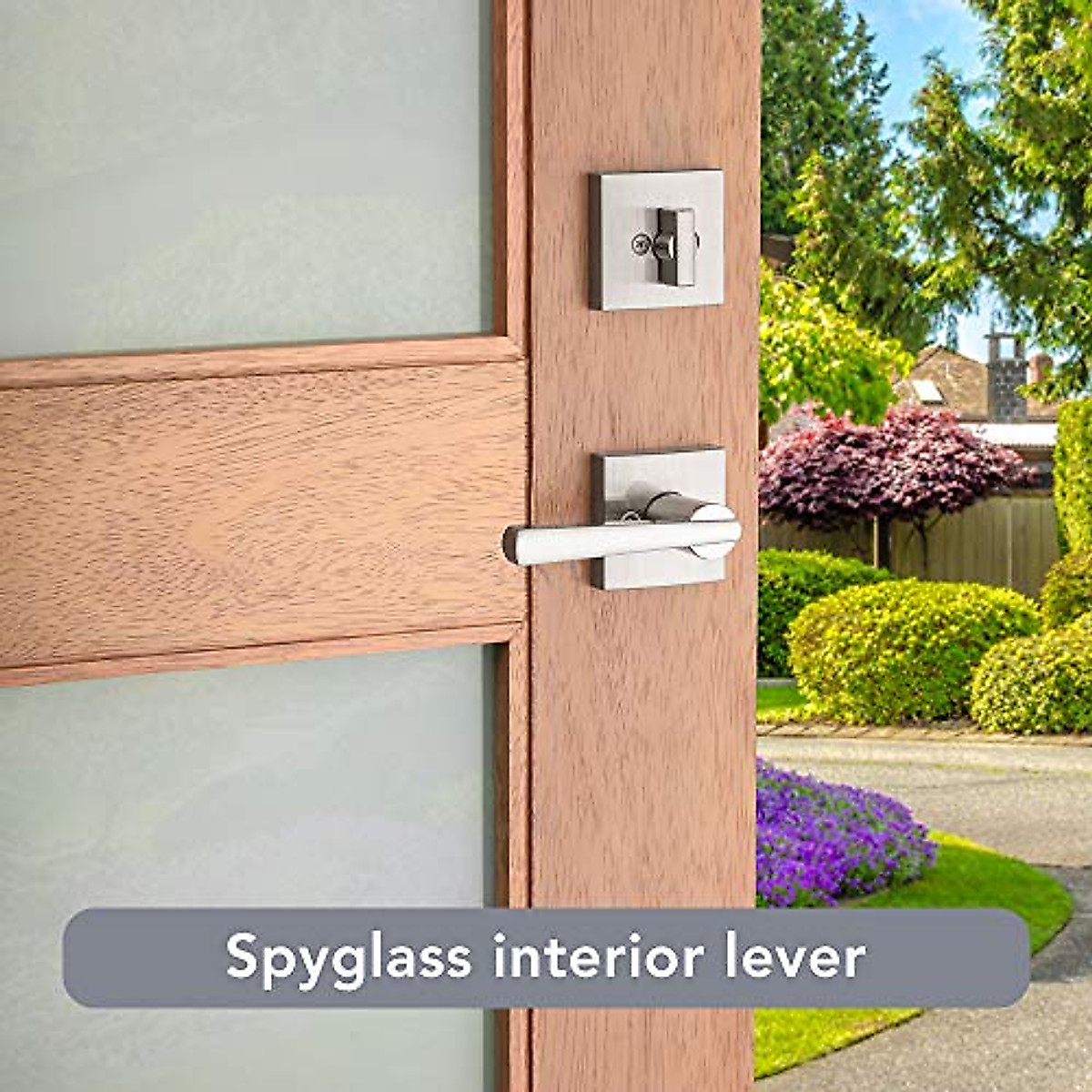 Baldwin Spyglass , Front Entry Handleset with Interior Lever, Featuring SmartKey Deadbolt Re-Key Technology and Microban Protection, in Satin Nickel