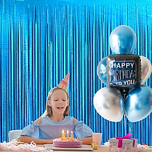 Katchon, Iridescent Blue Backdrop Curtain - 3.2x8 Feet, Pack of 2 | Iridescent Blue Streamers for Summer Party Decorations | Beach Party Decorations, Ocean Backdrop for Ocean Themed Party Decorations