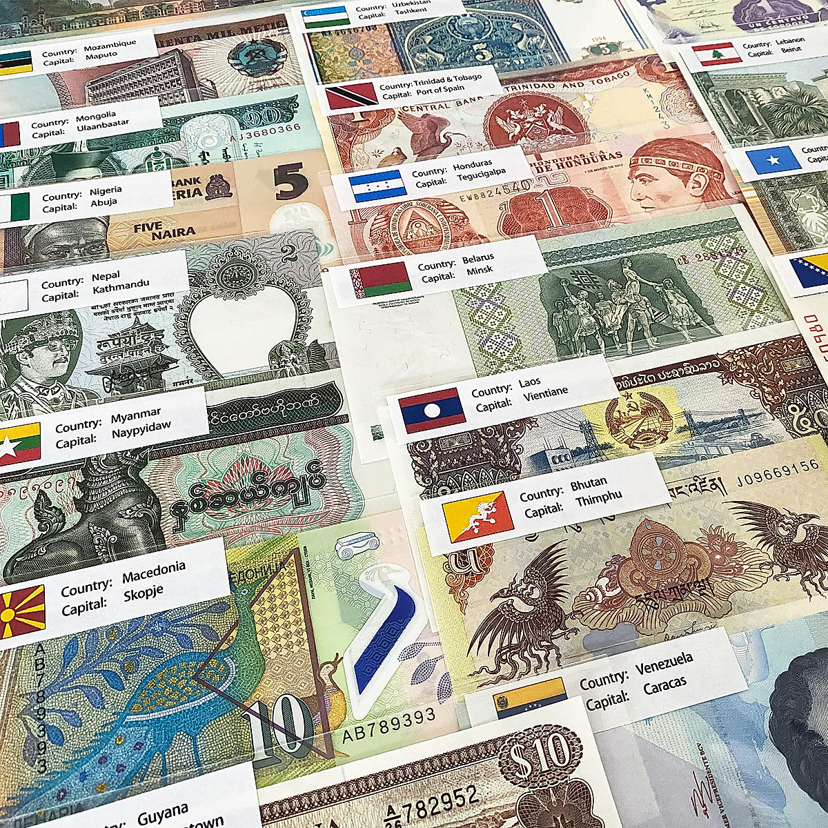 BNCollectibles 50 World Banknotes from 50 Countries – Nice Variety, Expand Your Currency Collection – Authentic, Uncirculated, Suitable for Collectors