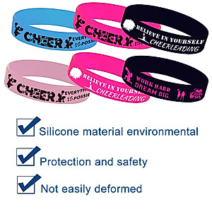 36PCS Cheerleading Party Rubber Bracelets, Sport Cheerleading Game Girl Cheer Dance Party Baby Shower Birthday Party Supplies Decorations Gifts Goodie Bag Favors Inspirational Silicone Wristbands