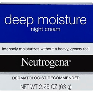 Neutrogena Deep Moisture Night Cream with Glycerin & Vitamin D3, Facial Moisturizer for Dry Skin with Shea butter, Glycerin, Vitamin D3, Non Greasy & Non Comedogenic, 2.25 oz