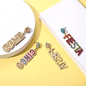 2 Pairs Mexican Earrings for Women, Beaded Fiesta Earrings Cinco De Mayo Earrings Statement Piñata Sombrero Chili Earrings Mexican Independence Day Earrings Holiday Jewelry Gifts (Style D)