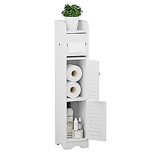 GAKOV Small Bathroom Storage Cabinet, Toilet Paper Organizer for Small Space Corner and Small Bathroom Organizer, 4-Tier Bathroom Organizer (White)