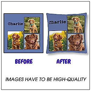 Personalized Pillow w Photos Collage - Customized Pillowcase with 3 Pictures and Text - Custom Birthday Wedding Gift for Couple Family Friend - 18x18