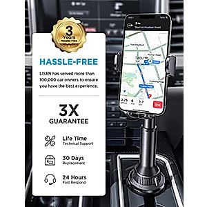 LISEN Cup Holder Phone Mount Holder No Shaking Cup Phone Holder for Car Rock Solid Car Phone Holder Mount for Cars, Trucks, SUVs etc, Compatible with iPhone 14 13 Plus Pro Max Samsung All 4-7'' Phones