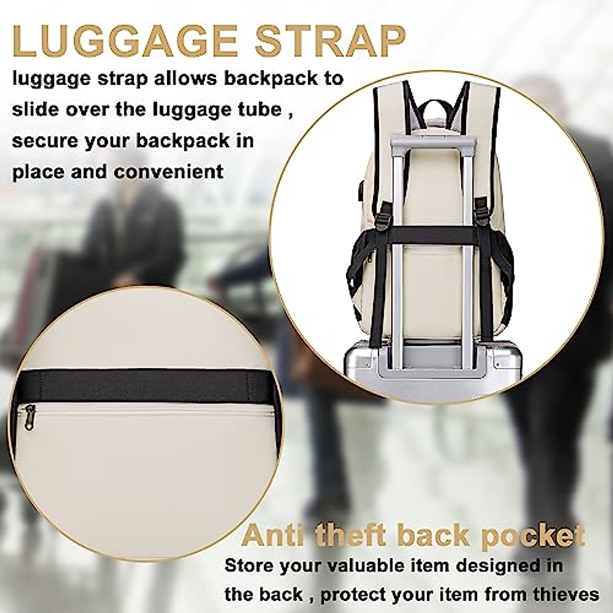 Bluboon Backpack for Women 15.6 Inch Laptop Bookbag College Backpack Girls Schoolbag Compartment Daypack for Business Travel with USB Charging Port