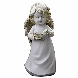 Gardenfans Angel Figurine Gifts Outdoor Decor Garden Reading The Bible and Collectible Figurines for Patio,Lawn,Yard Art Decoration, Housewarming Garden Gift (white2)