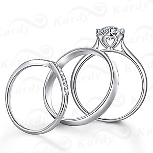 Amazing Fashion GIA Certificate Natural Diamond Gemstone 14K Solid White Gold Wedding Engagement Promise Matching Couple Ring Set(0.505cttw, G-H Color, VS-SI1 Clarity)