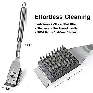 GRILLART Grill Brush and Scraper, Wire BBQ Grill Brush for Outdoor Grill, 16.5” Grill Cleaning Brush BBQ Grill Accessories, Safe Grill Cleaner Brush-Ideal Gift for Men/Dad BBQ Brush for Grill Cleaning