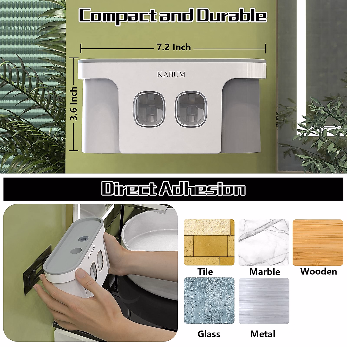 Toothbrush Holders for Bathrooms Toothpaste Dispenser - 2 Cups Automatic Toothpaste Squeezer Wall Mounted, Ideal Bathroom Accessories Organization