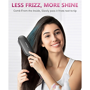 Hair Straightener Brush, VIVAALI Ionic Straightening Brush with 16 Heat Levels for Silky Frizz-Free Hair, Anti-Scald, Fast Heating, Auto-Off Function, Hot Comb for Styling at Home (1 Pack)