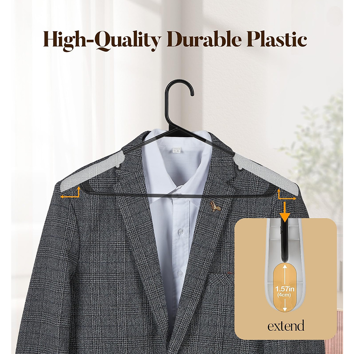 HOUSE DAY Plastic Hangers Shoulder Expanders, Anti-Deformation Garment Protectors, Extensions for Clothes Hangers, Prevents Shoulder Bumps & Clothing Shape, Durable & Easy to Use (White 30 Pack)