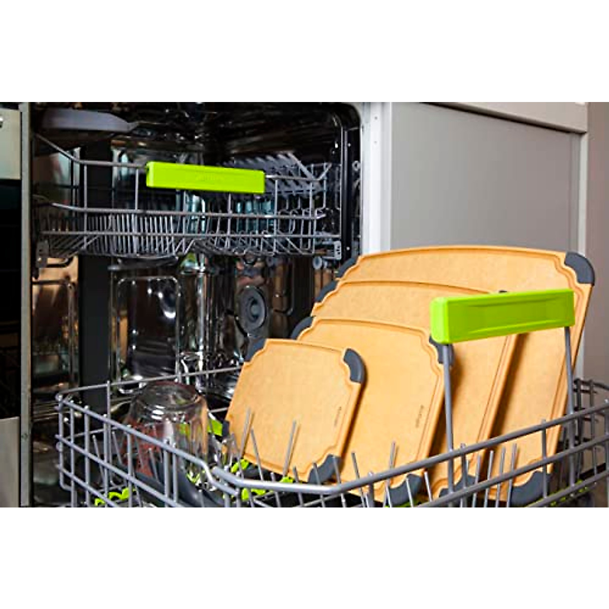 Elihome Essential Series 2-in-1 Bundle, Wood Fiber Kitchen Cutting board, Dishwasher Safe, Knife Friendly, Juice Grooves, Non-Porous,Non-slip Feet,Reversible, BPA Free