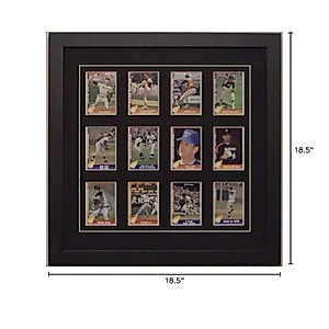 Trading Card Display Frame for 12 Standard Trading Cards - Black Frame with Black (White Trim) Mat